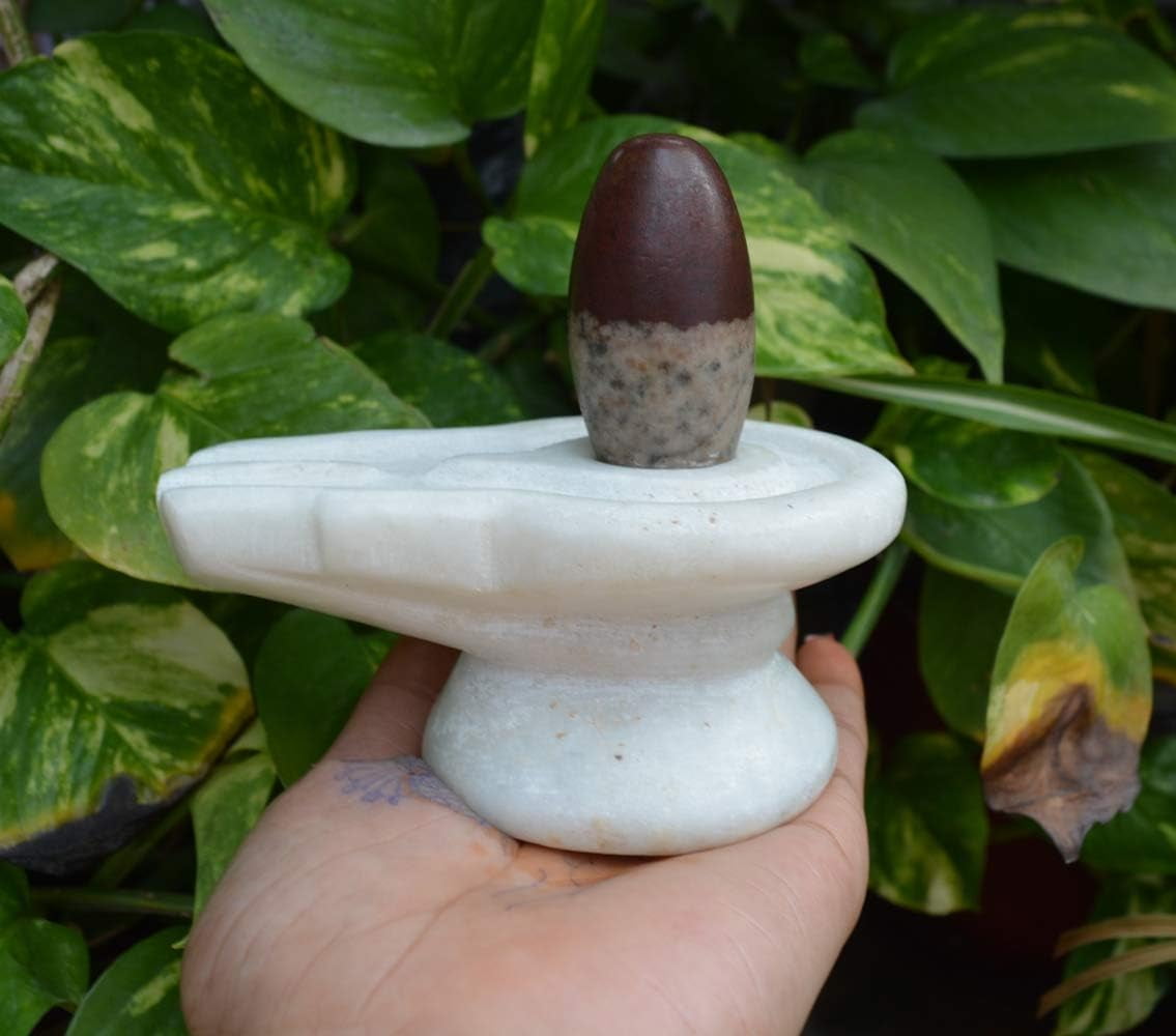 Rare Narmada Shiva Lingam Statue with White Marble Yoni from India ...