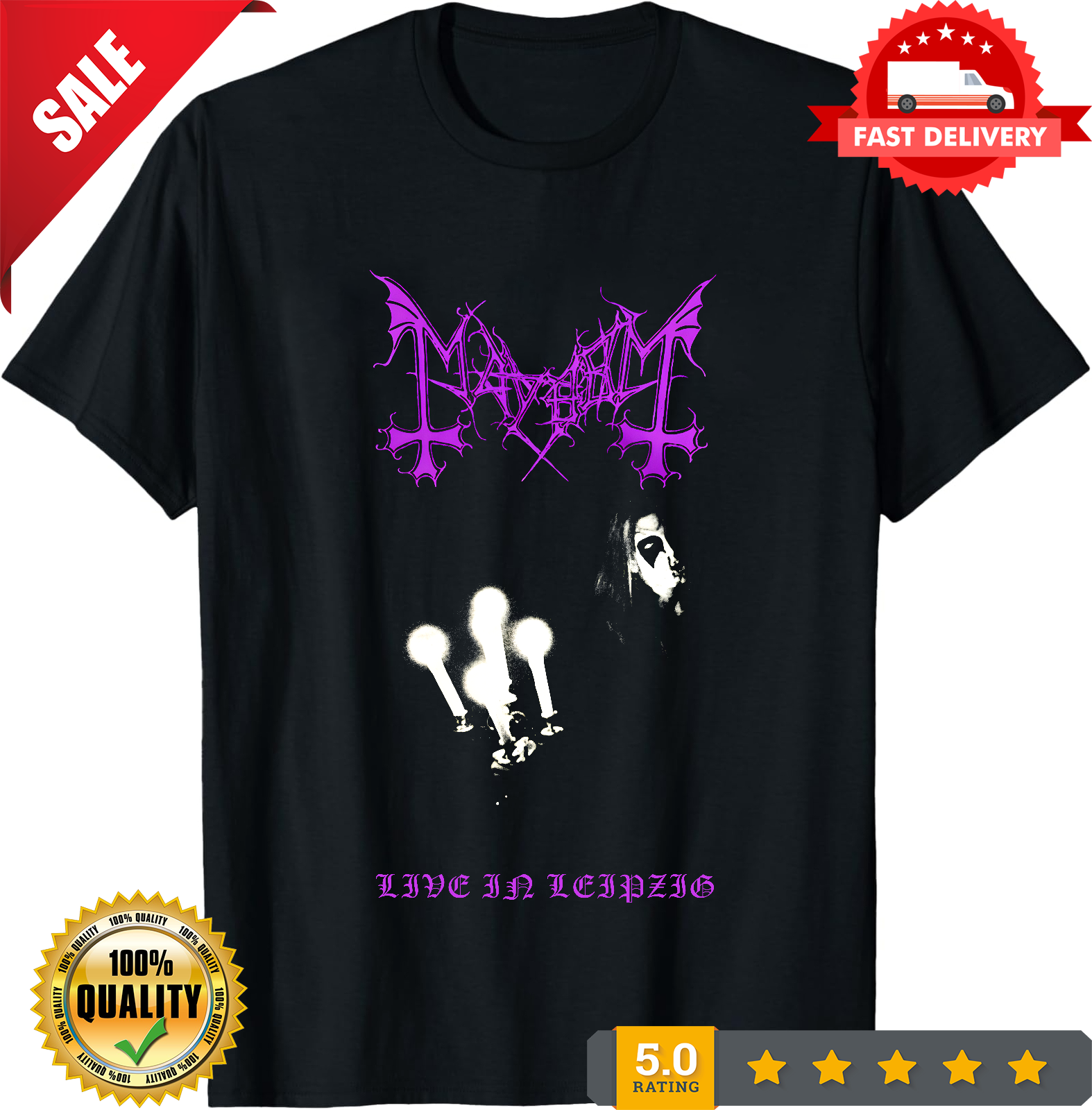Rare New Mayhem Leipzig Album Purple & Black Metal Band Shirt (SML-2XL ...