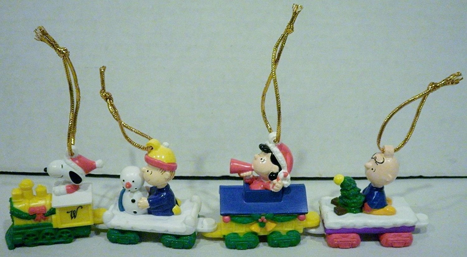 Rare! Peanuts Set of 4 Train Ornaments - Snoopy, Charlie Brown, Lucy ...