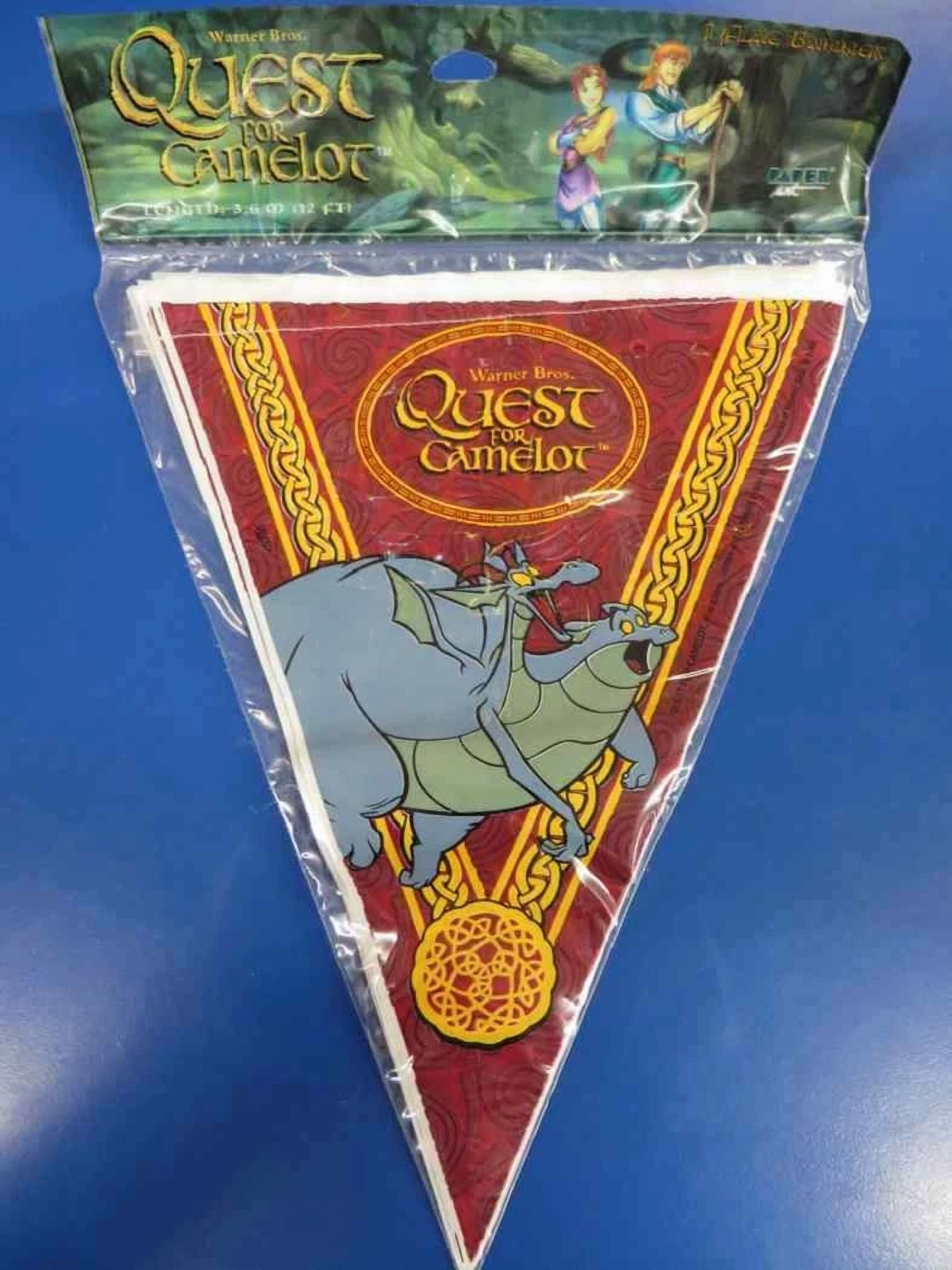 Rare Quest For Camelot Cartoon Medieval Birthday Party Decoration Flag ...