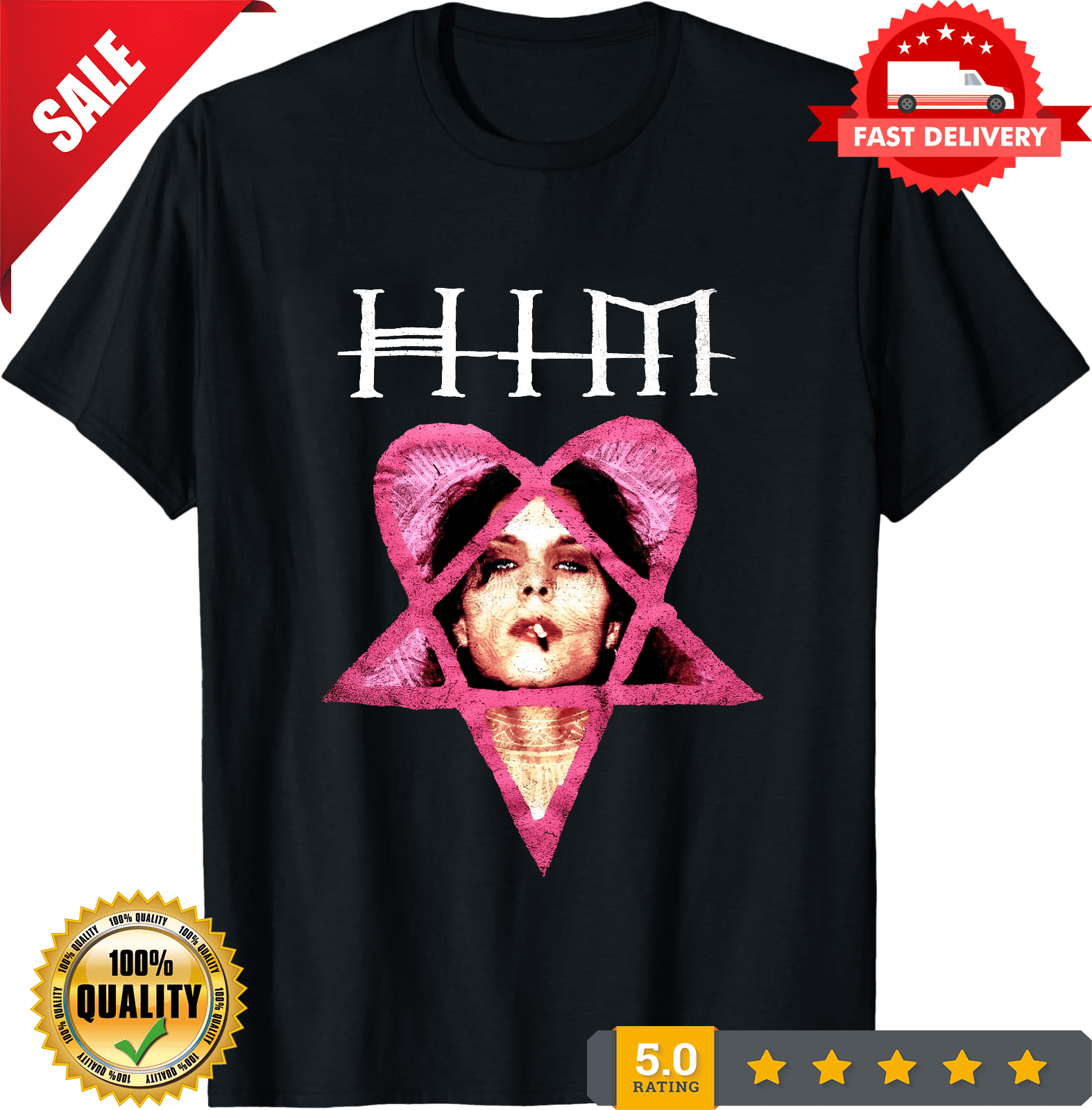 Rare Rare HIM Razorblade Romance T-shirt Short Sleeve FL0734, LIMITED ...