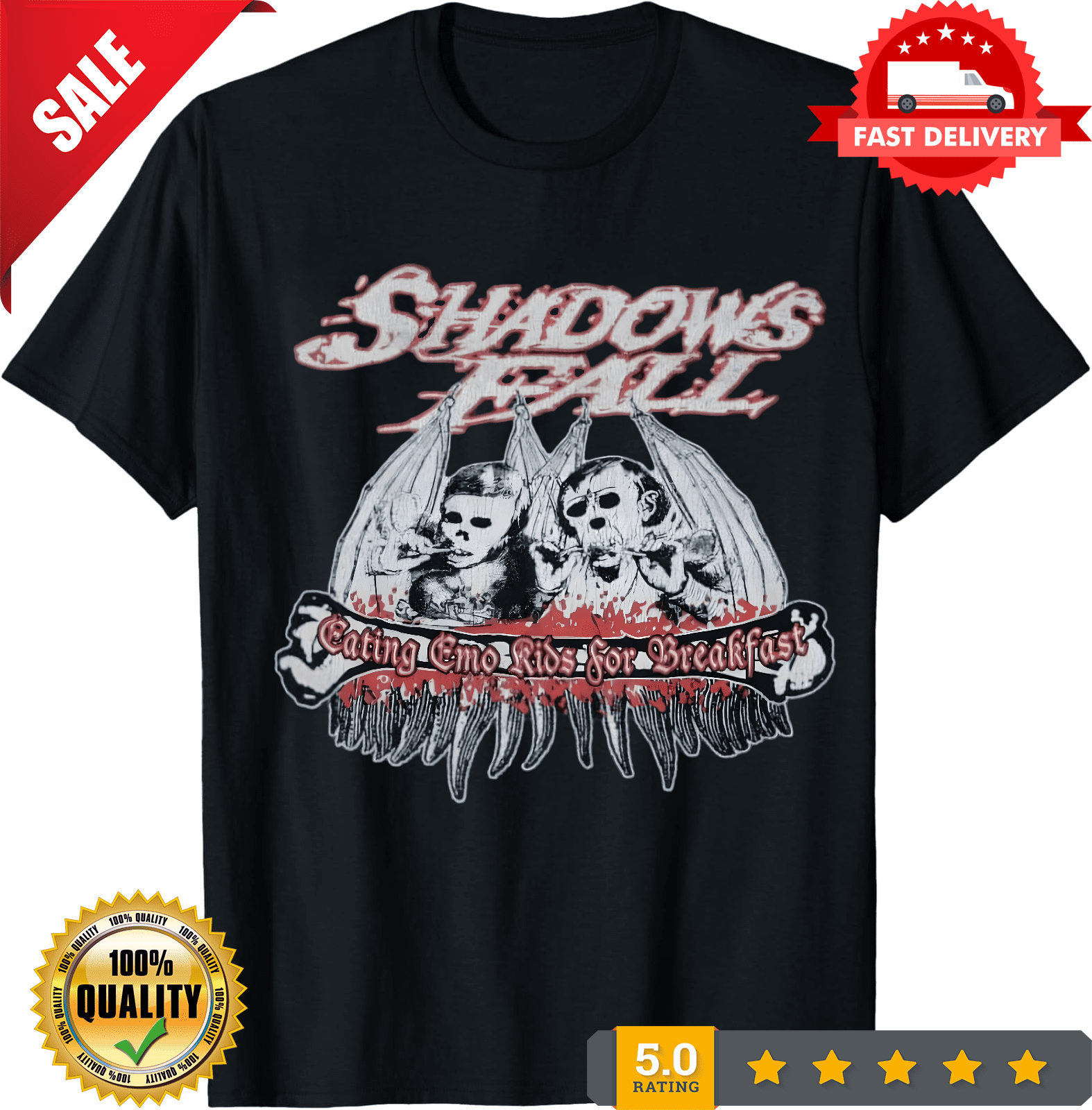 Rare Shadows Fall Eating Emo Kids For Breakfast T Shirt, LIMITED ...