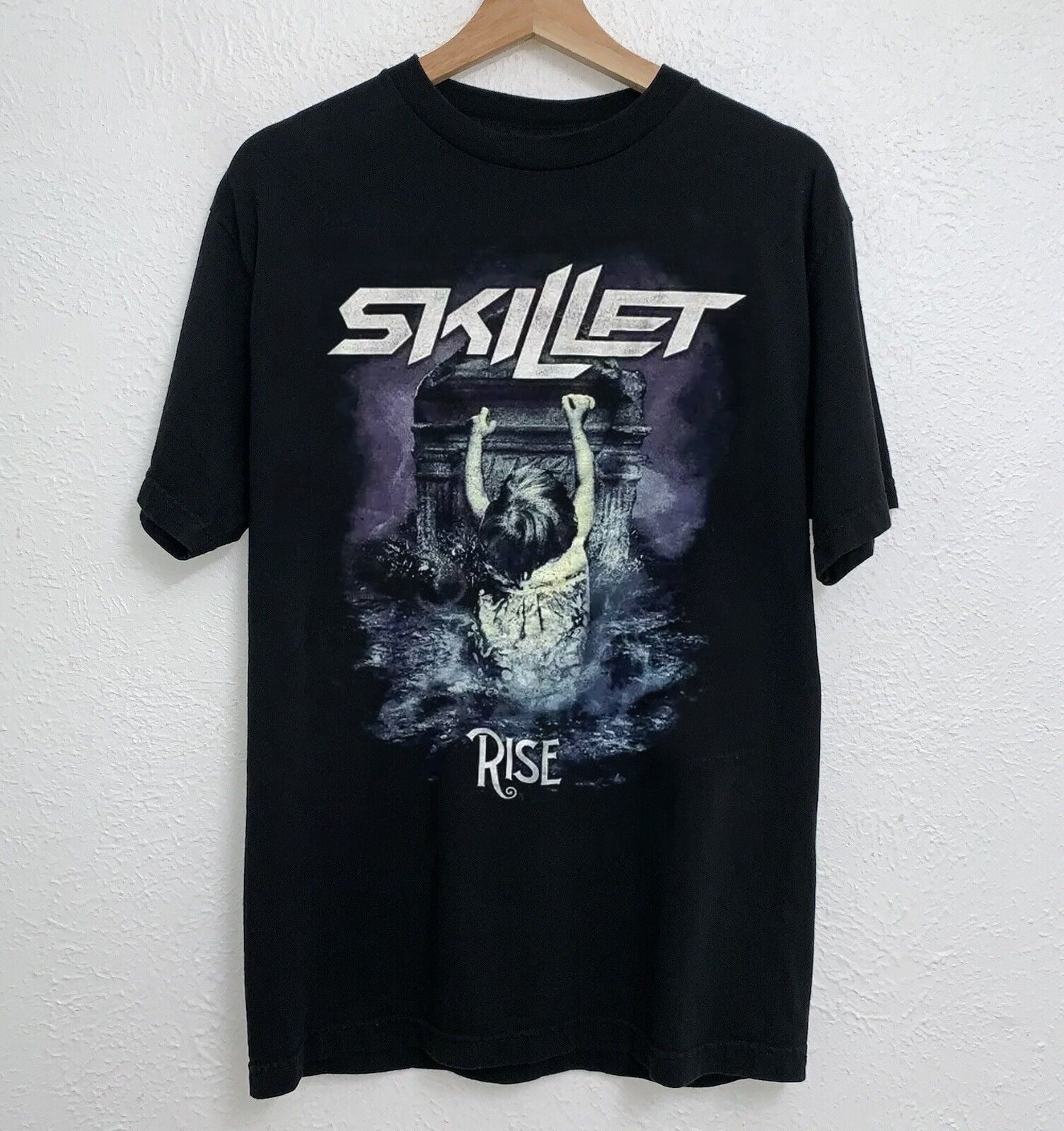 Rare Skillet Band Rise Short Sleeve Cotton Black All Size Shirt ...