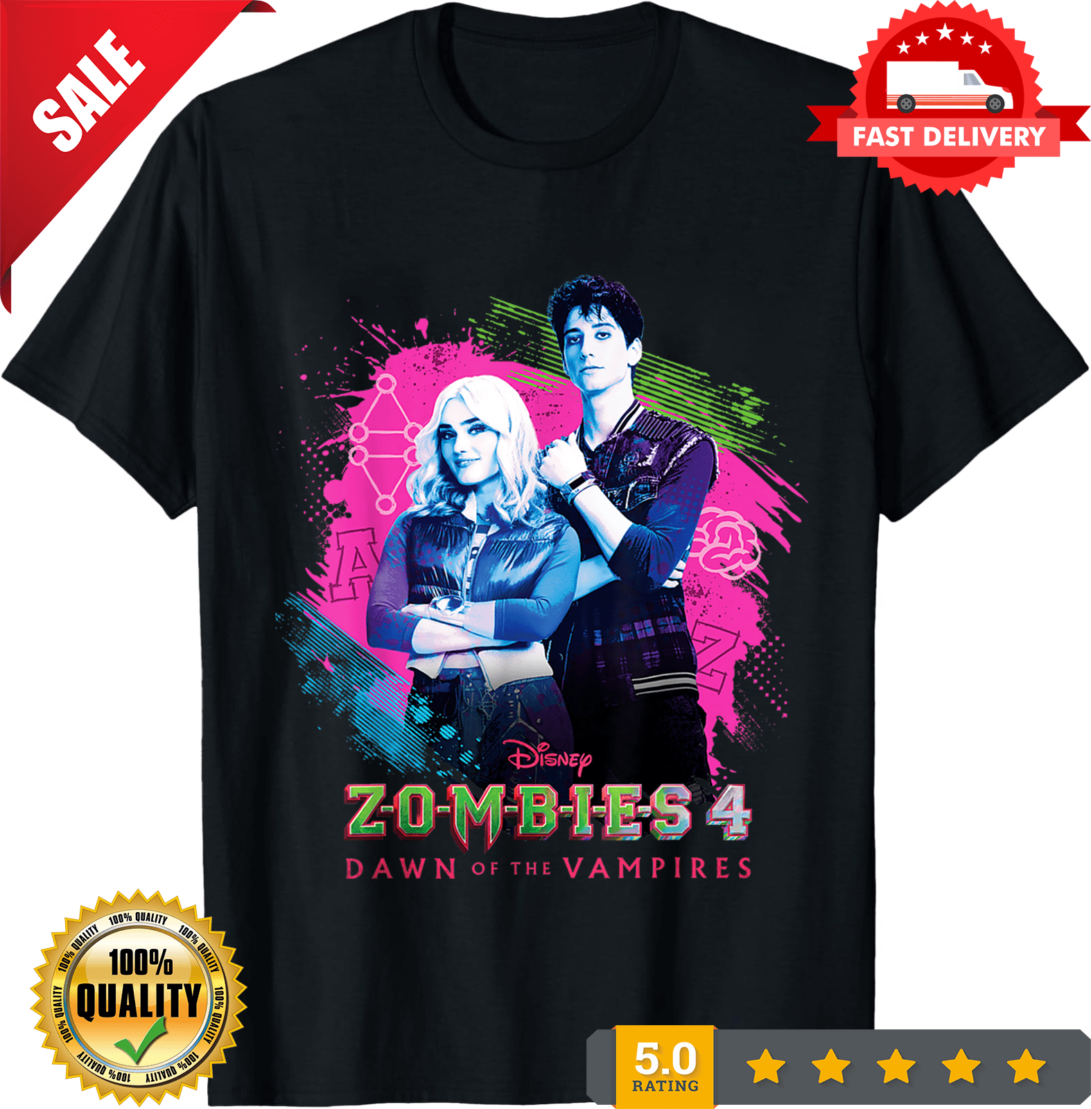 Rare ZOMBIES 4 T-Shirt, Dawn of the Vampires Movie Zed & Addison T ...
