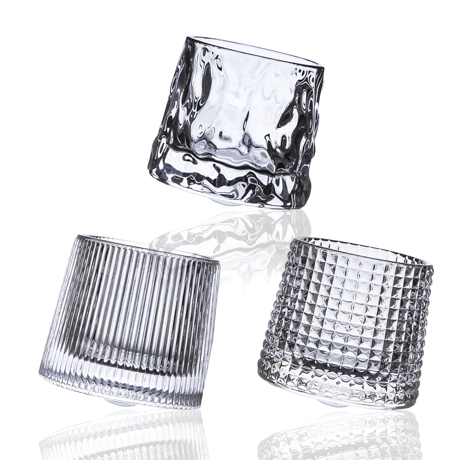 RareCi Crystal Whiskey Glasses 5 OZ Set of 3, Rotatable Old Fashioned ...