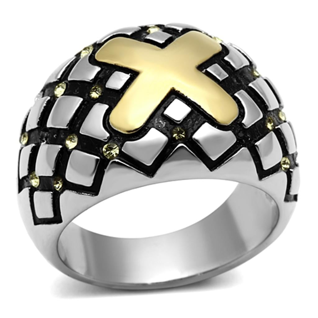 RareGem TK1131 - Two-Tone IP Gold (Ion Plating) Stainless Steel Ring ...