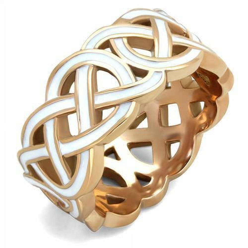 RareGem TK2159 - IP Rose Gold(Ion Plating) Stainless Steel Ring with ...