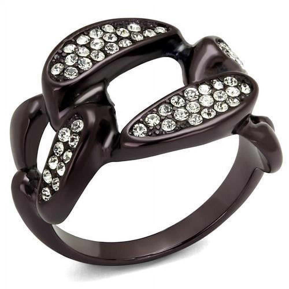 RareGem TK2558 - IP Dark Brown (IP coffee) Stainless Steel Ring with ...