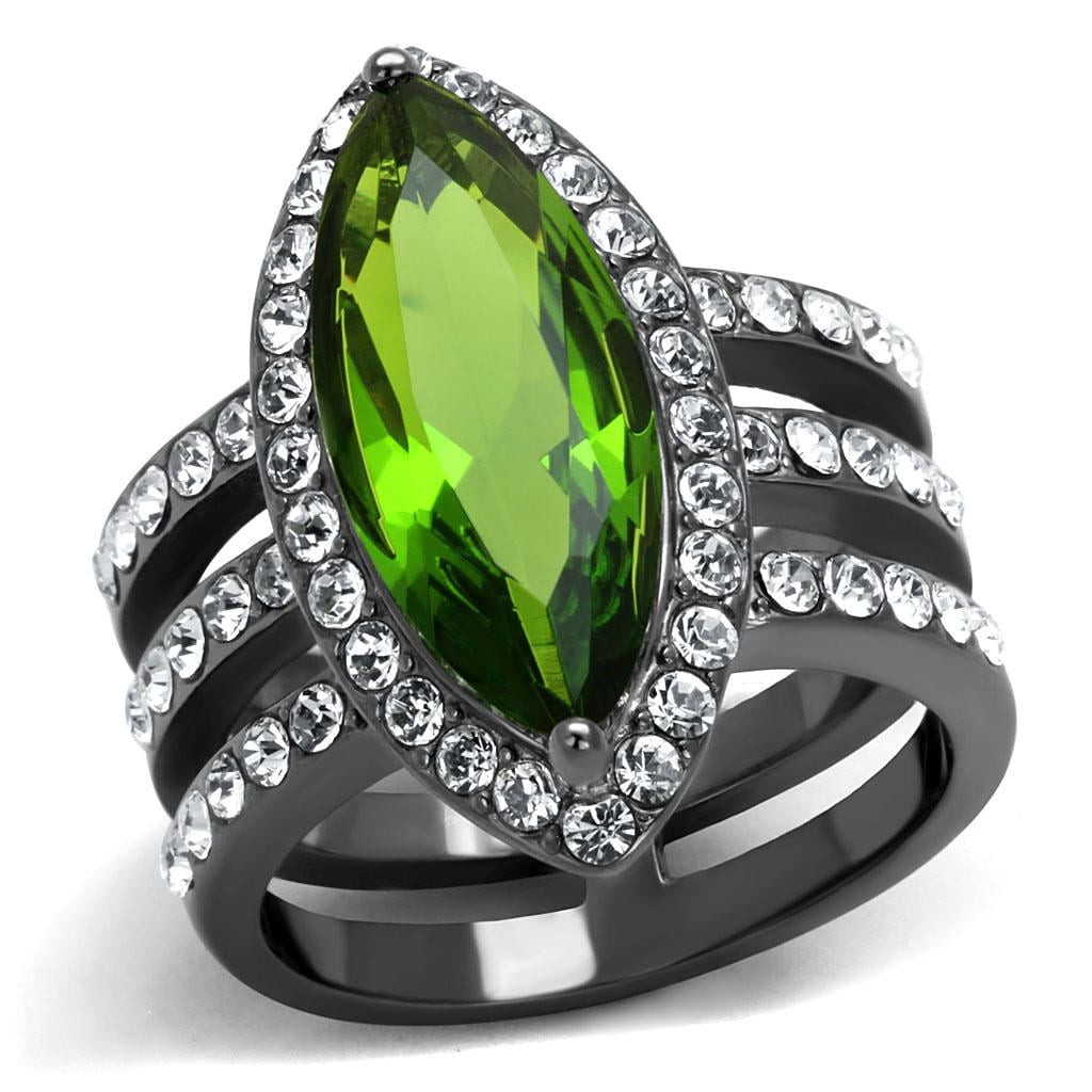 RareGem TK2989 - IP Light Black Stainless Steel Ring with Synthetic ...