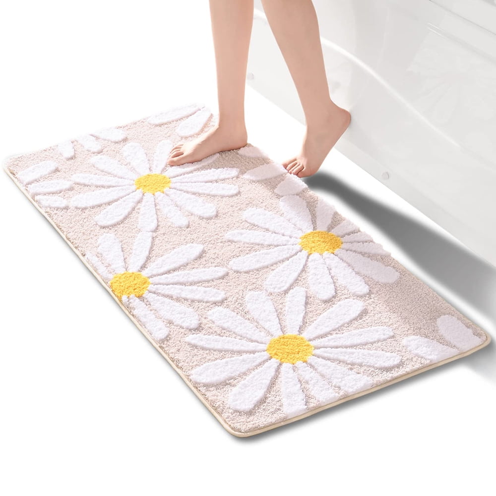 Rarida Yellow Daisy Bath Rug, Non-Slip & Washable, 60x120 cm, Absorbent ...