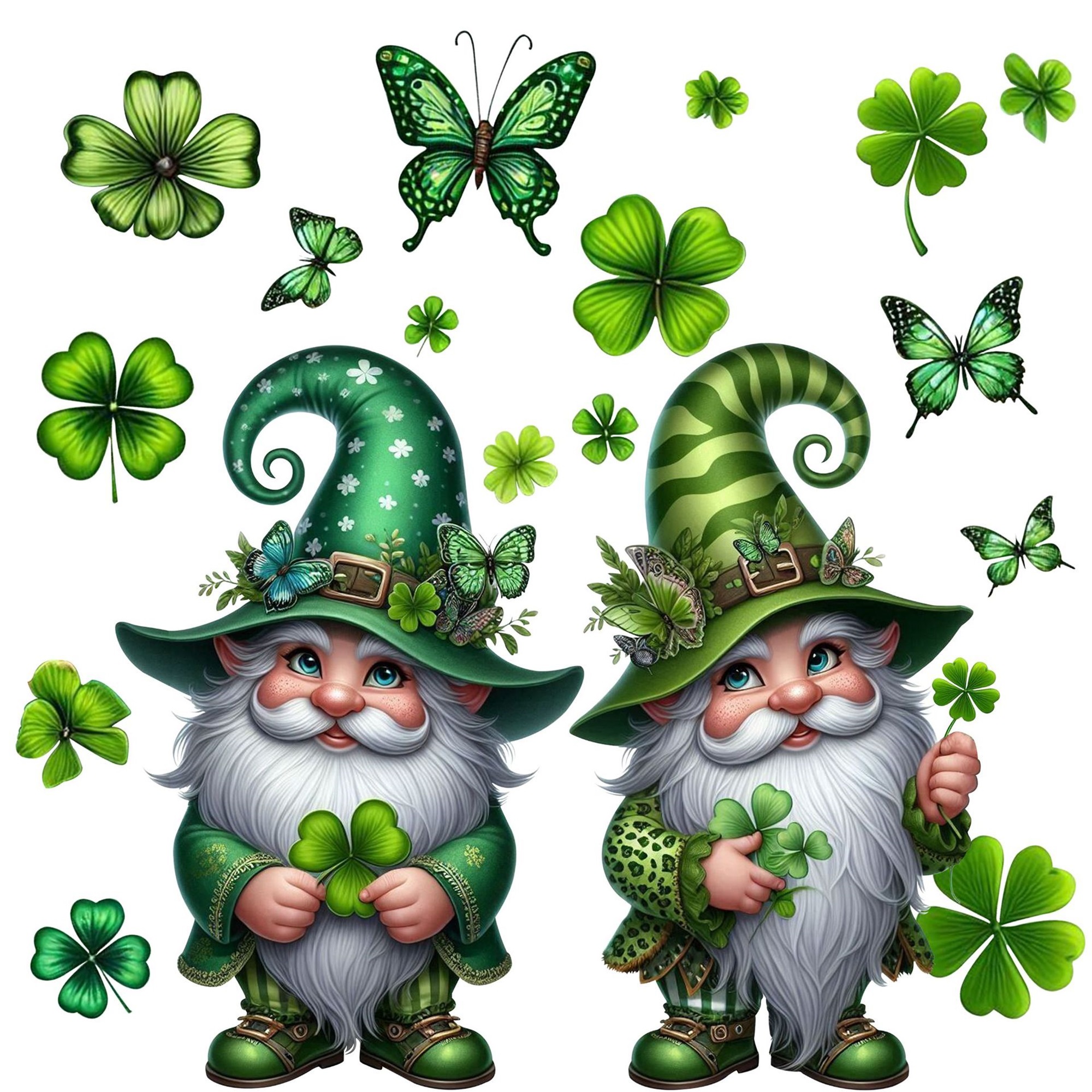 Raruxxin Spring Irish Window Clings Cute Gnome Four Leaf Clover Window ...
