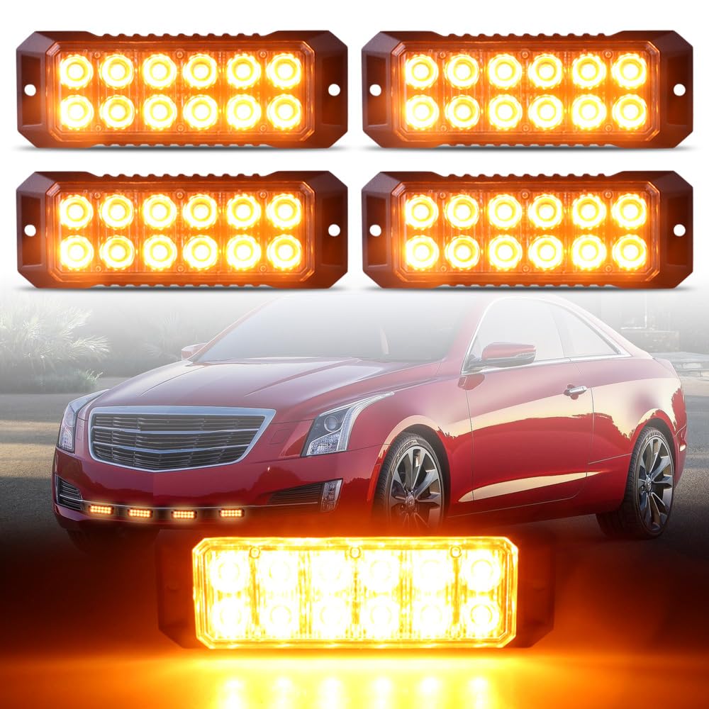 Raryloy 12-LED Sync Feature IFF17 Flashing Strobe Lights for Trucks Car Vehicle Mini Grille ...