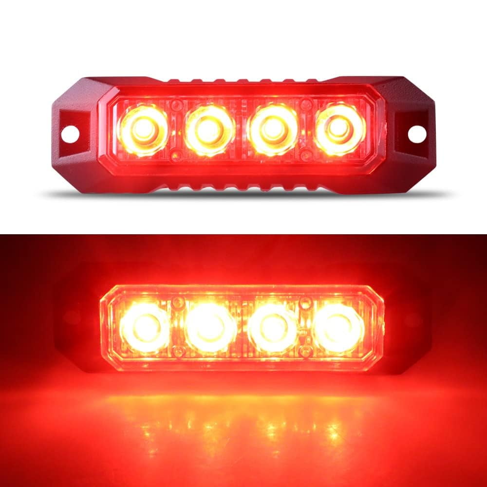 Raryloy 4 LED Red IFF17 Strobe Lights Vehicles Trucks Emergency Strobe ...