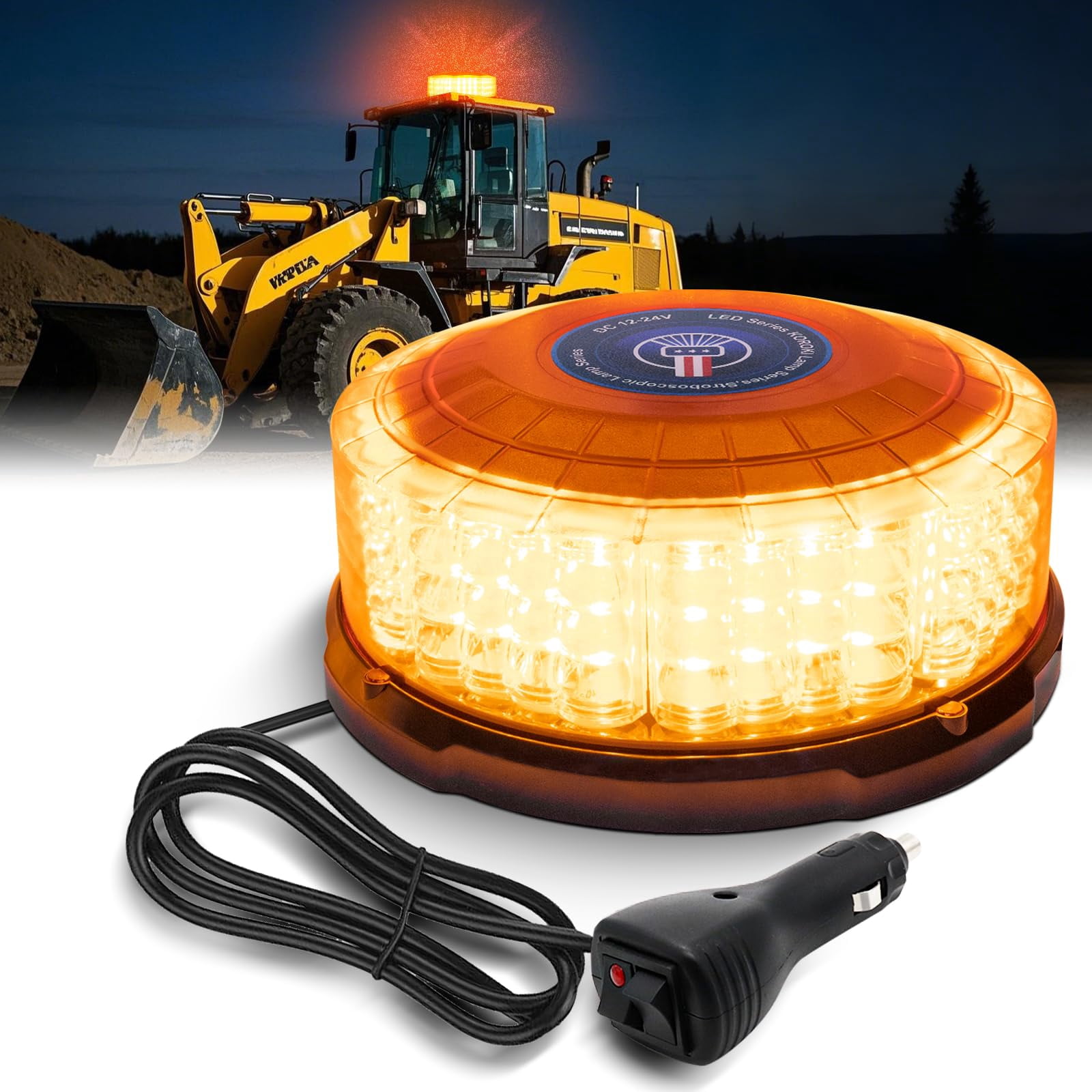 Raryloy 7" Amber Magnetic Rooftop Warning Beacon Strobe Lights for ...