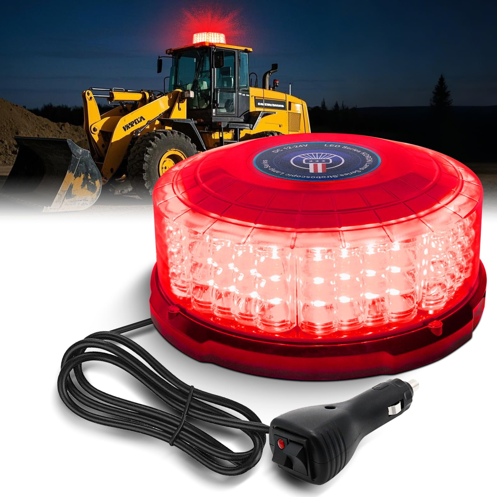 Raryloy 96-LED Rooftop Warning MMF7 Beacon Light,7" Red Magnetic Lights ...