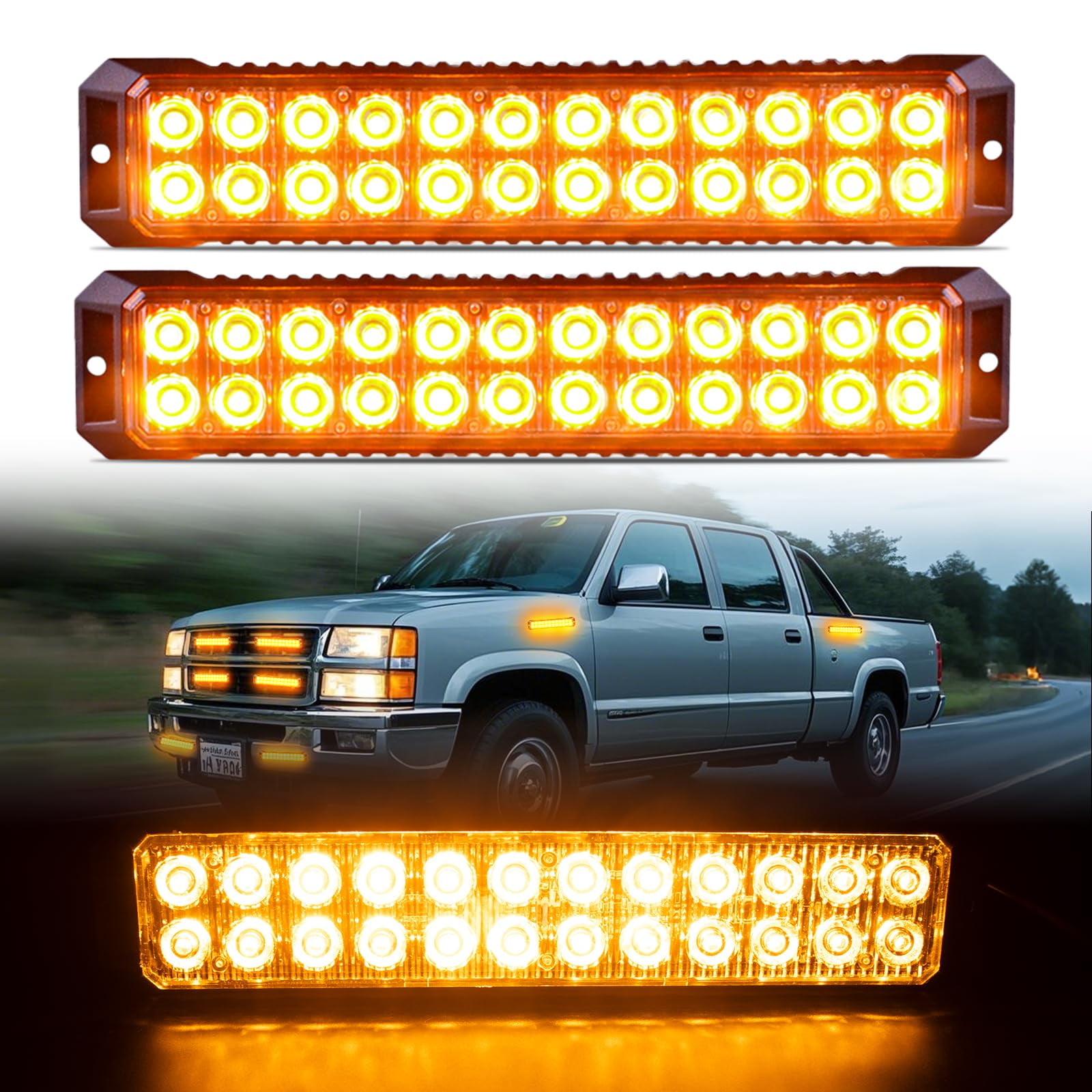 Raryloy LED Emergency Amber IFF17 Strobe Flashing Grille Strobe Lights ...