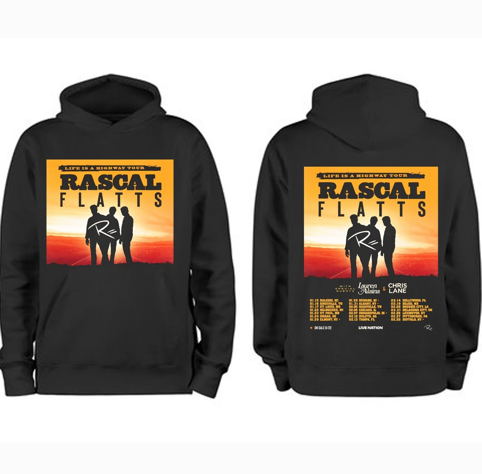Rascal Flatts Reveal 2026 Life Is a Highway Tour Hoodie - Walmart.com