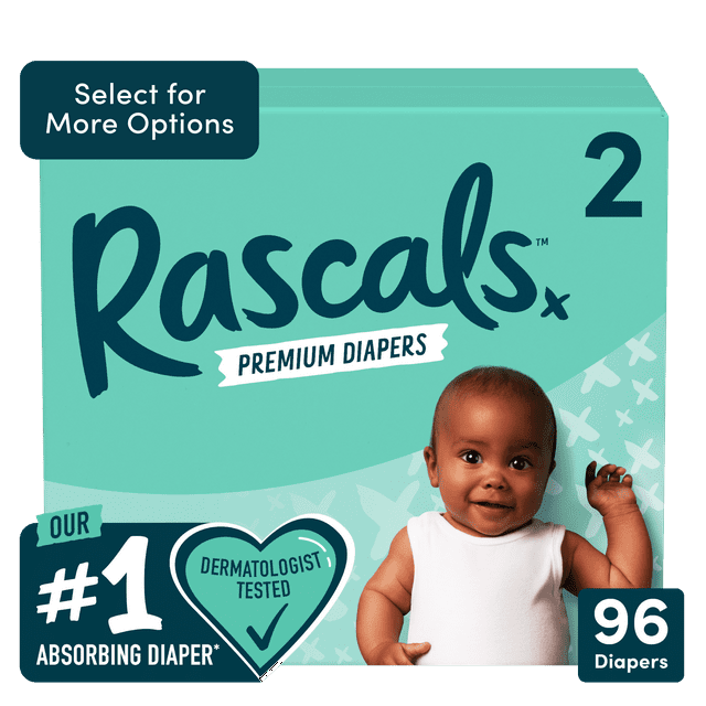 Rascals Premium Diapers, Size 2, 96 Count (Select for more options ...