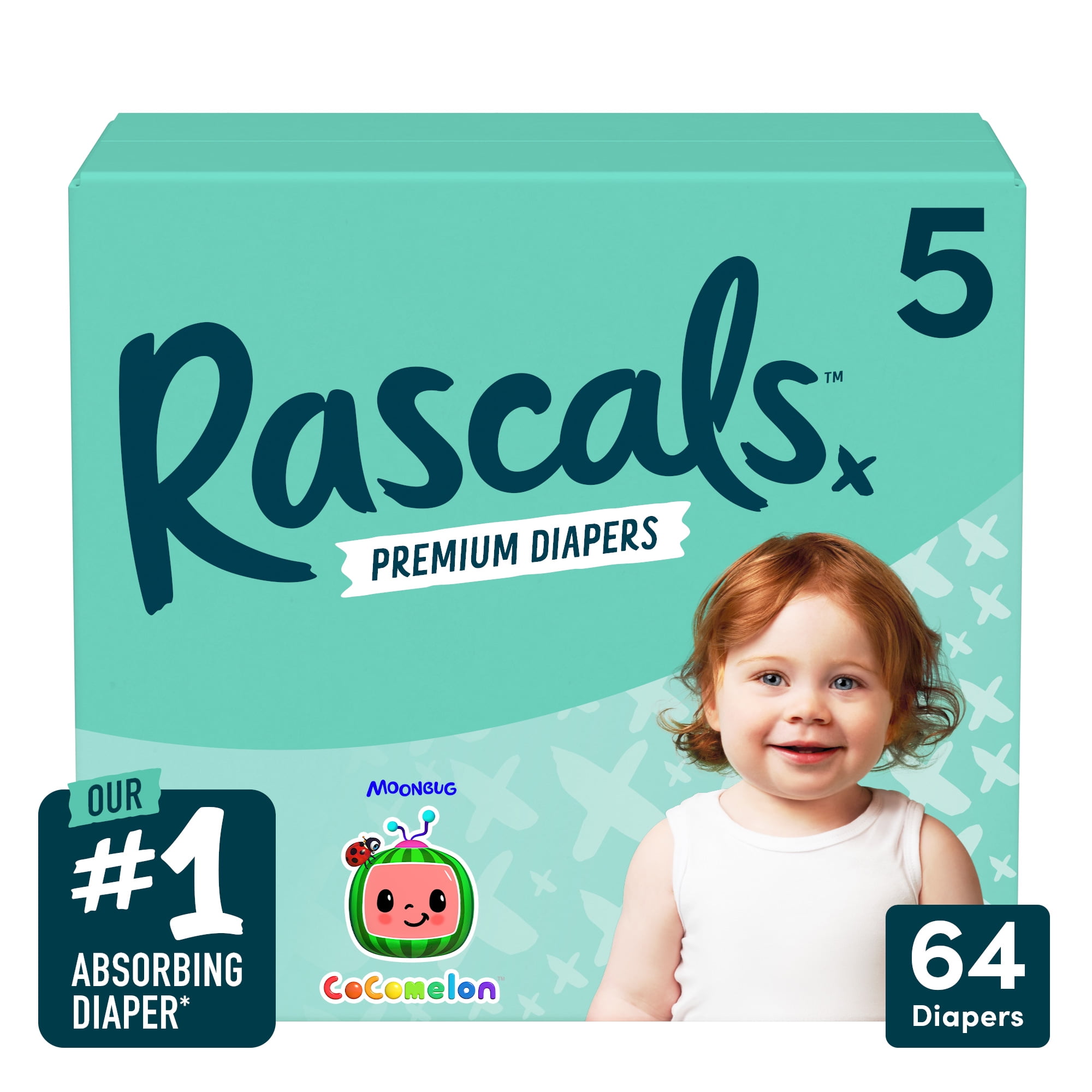Rascals Premium Diapers CoComelon Edition Size 5, 64 Count (Select for ...
