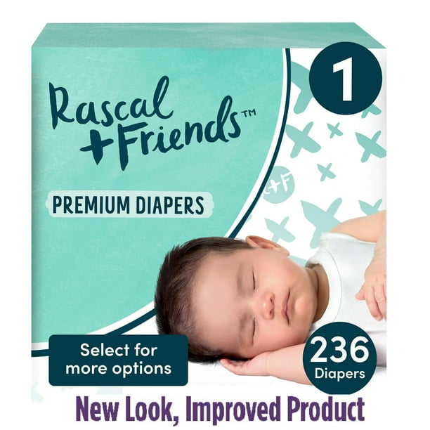 Rascal + Friends Premium Diapers Size 1, Total 236 Ct - Walmart.com