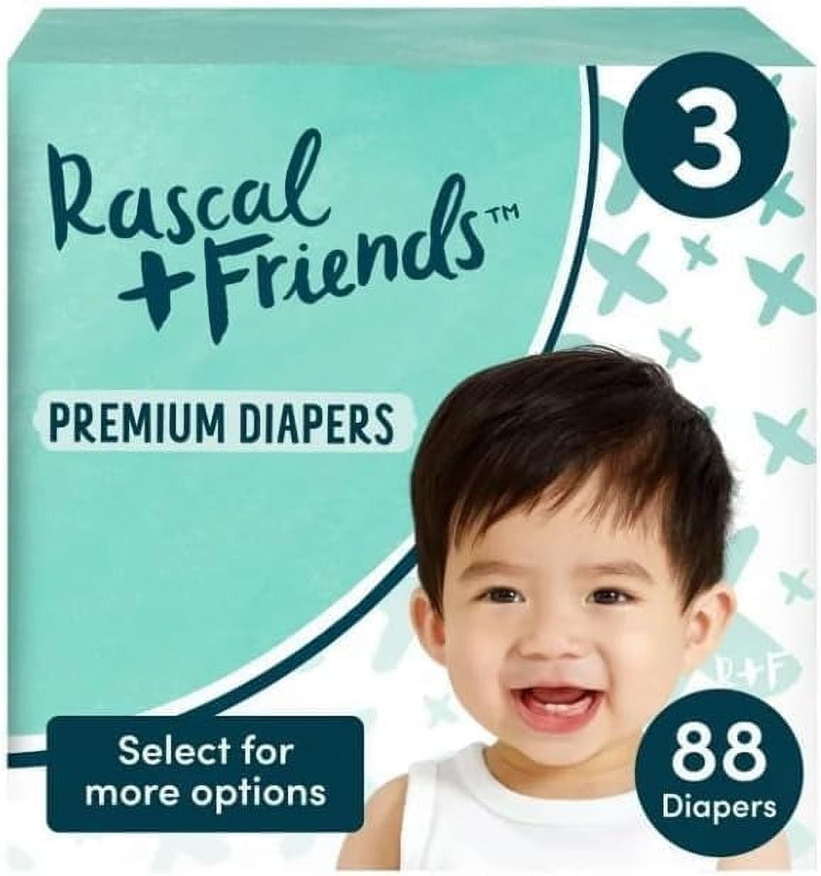 Rascal + Friends Premium Diapers Size 3, 88 Count,1 Pack, Green,White ...