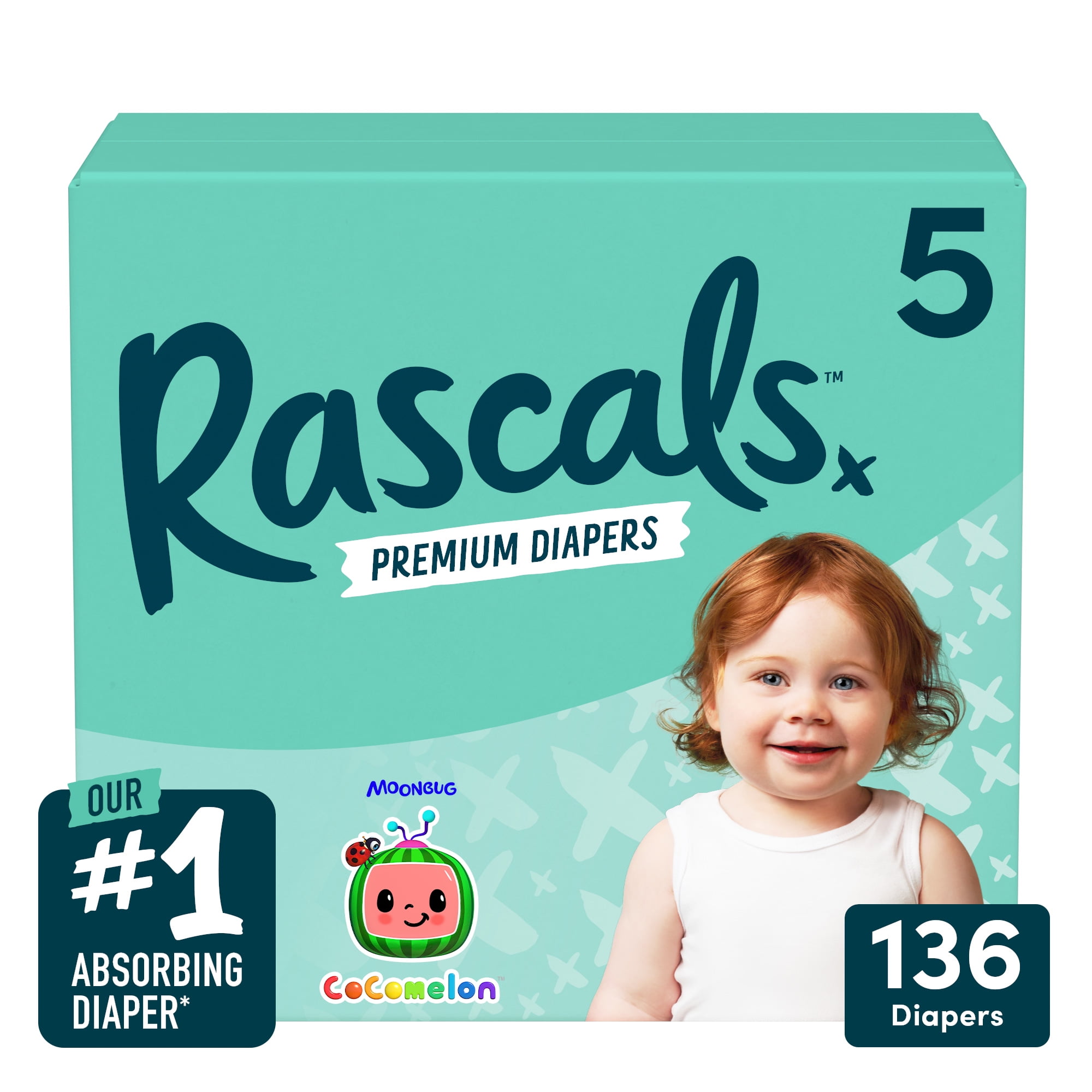 Rascal + Friends Premium Diapers Size 5, 136 Count (Select for More ...