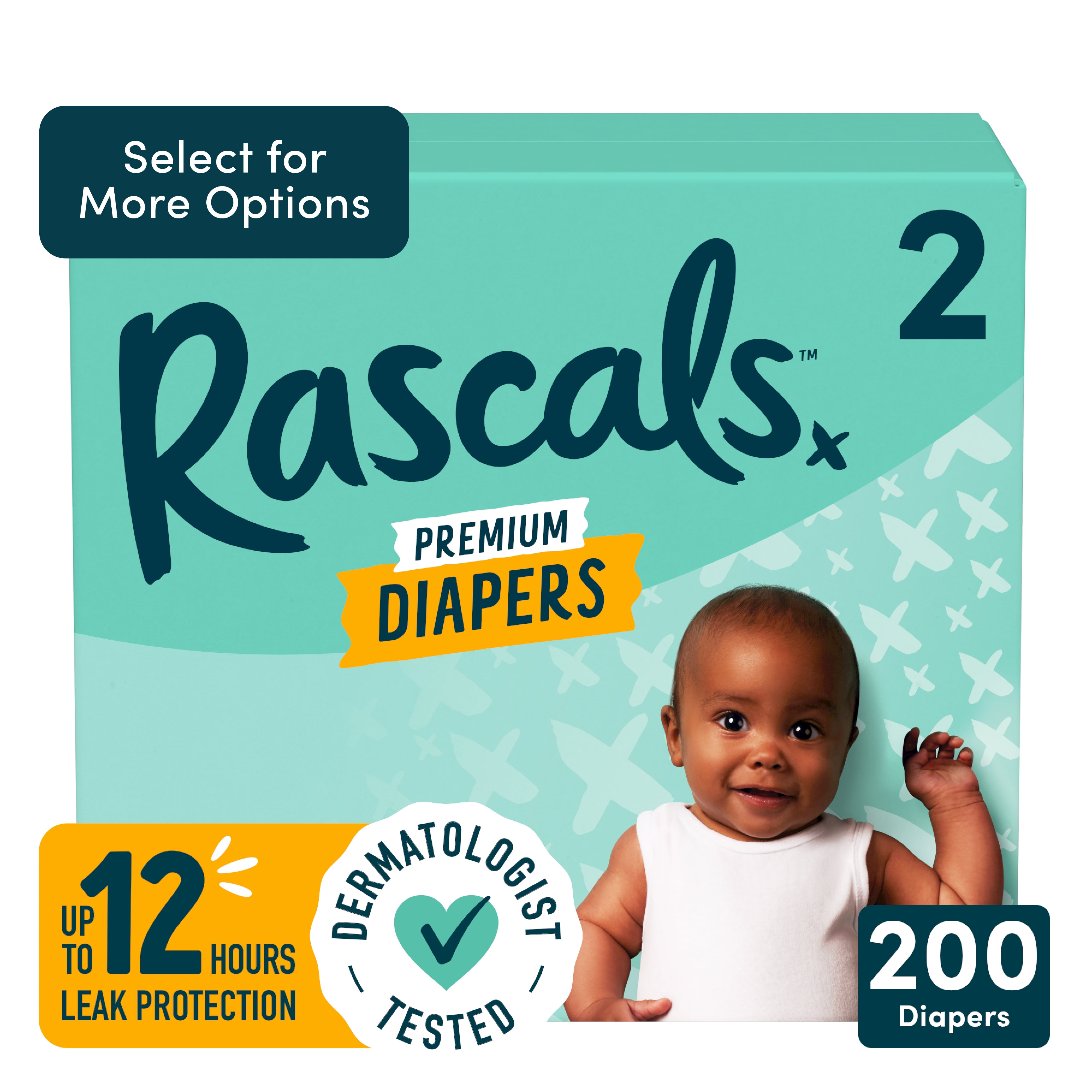Rascal + Friends Premium Size 2 Diapers, 200 Count, Leak-Proof ...