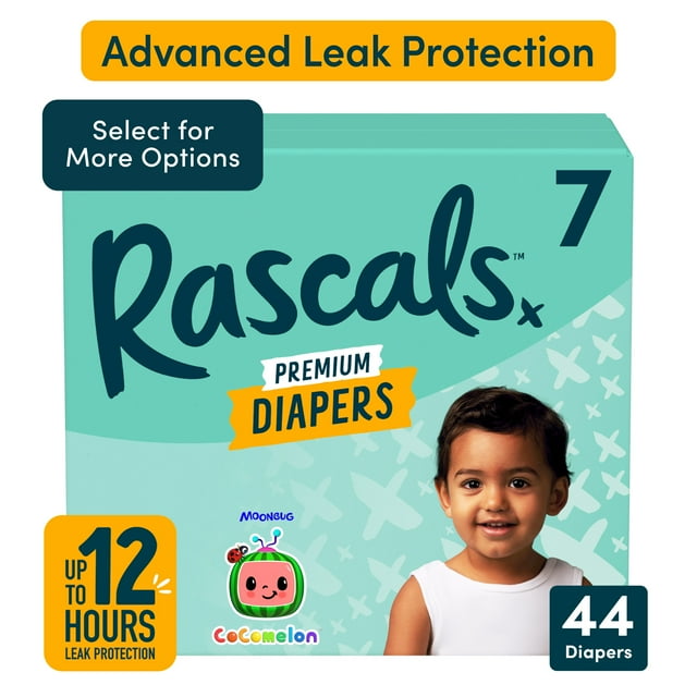 Rascals Premium CoComelon Absorbent Baby Diapers Size 7, 44 Count ...