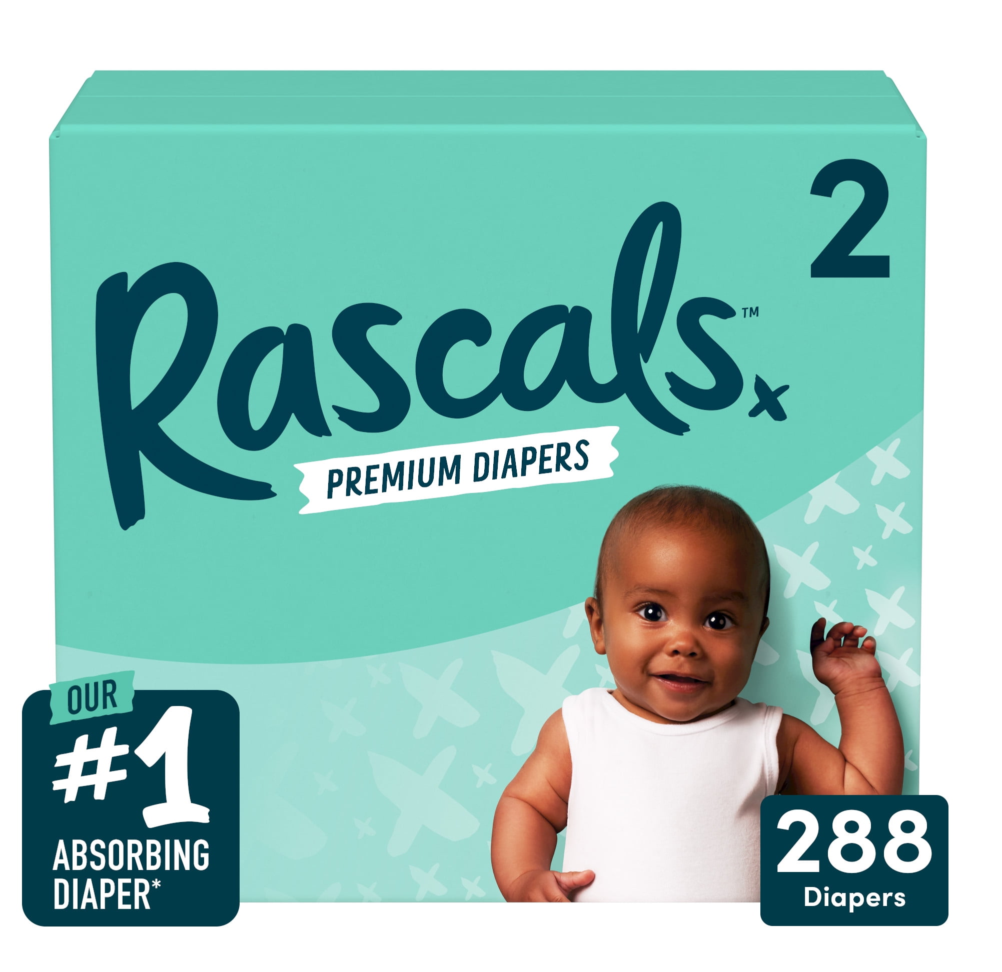 (3 pack) Rascals Premium Diapers, Size 2, 96 Count (Select for more ...