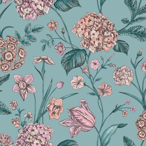 Rasch Amelie Hydrangea Wallpaper - Walmart.com