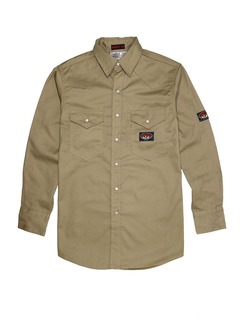 Rasco FR Khaki Lightweight Twill Work Shirts with Snaps - Walmart.com
