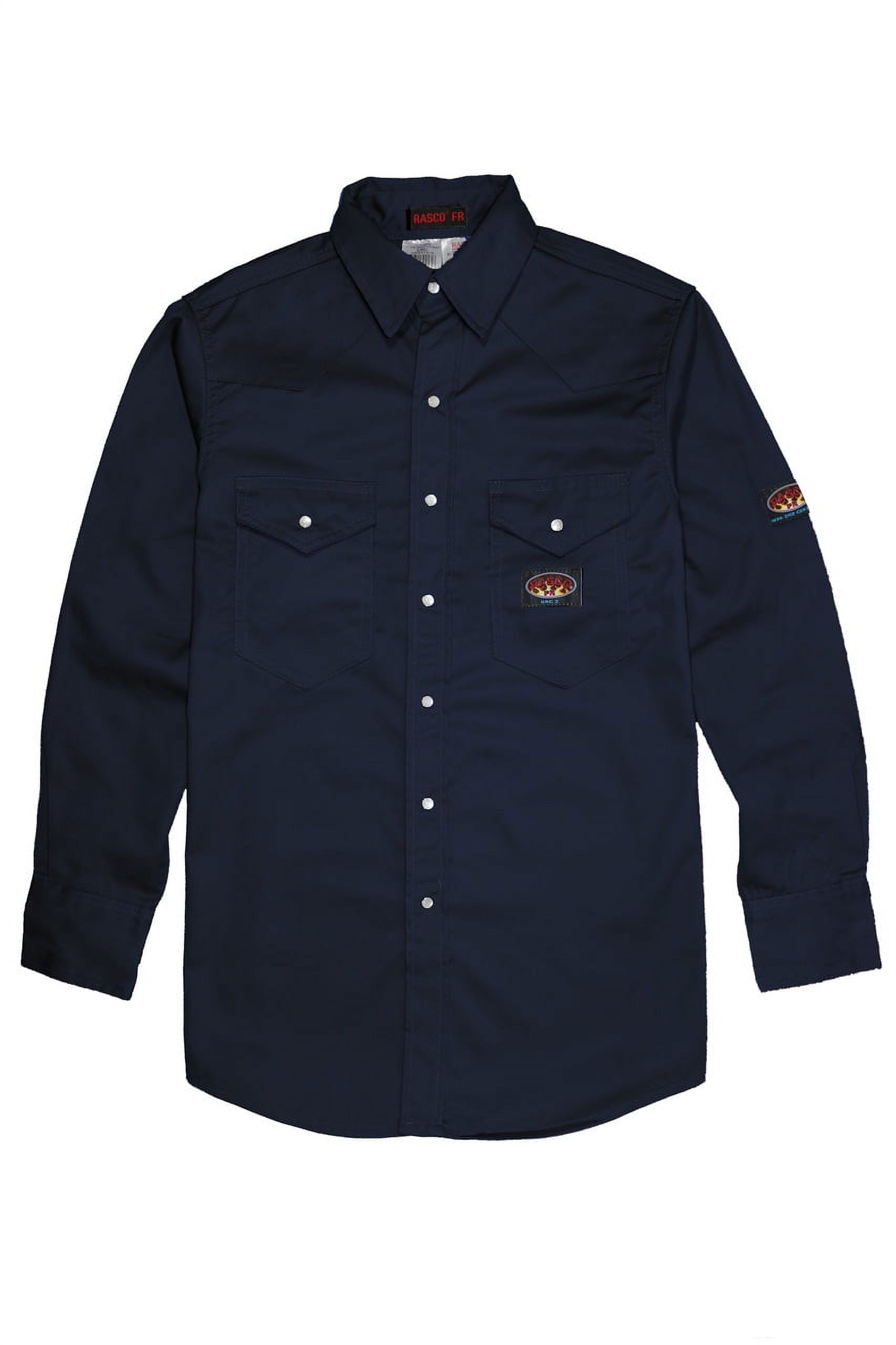 Rasco FR Navy Lightweight Twill Work Shirts with Snaps - Walmart.com