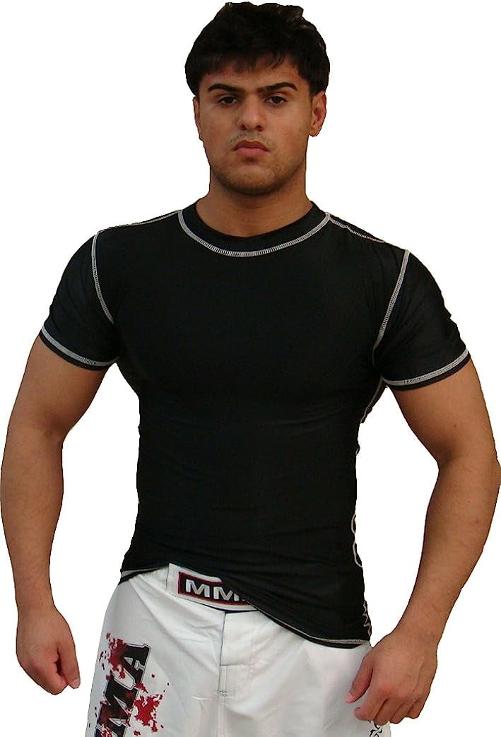 Rash Guard Color Black Half Sleeve Size S NO Logo Kickboxing, Grappling ...