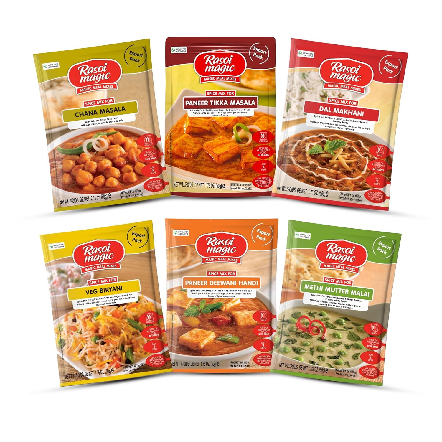 Rasoi Magic Special Thali Assorted Pack | Paneer Tikka, Chana Masala ...