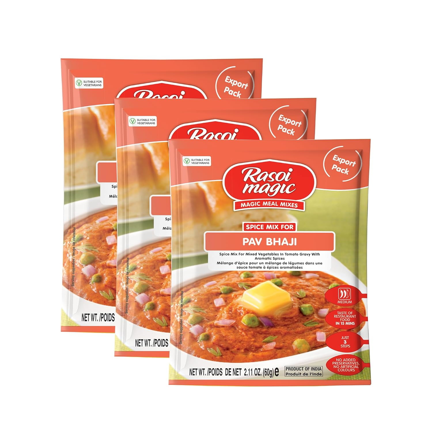 Rasoi Magic Spice Mix for Pav Bhaji, 60g | Ready-to-Cook | No Added ...