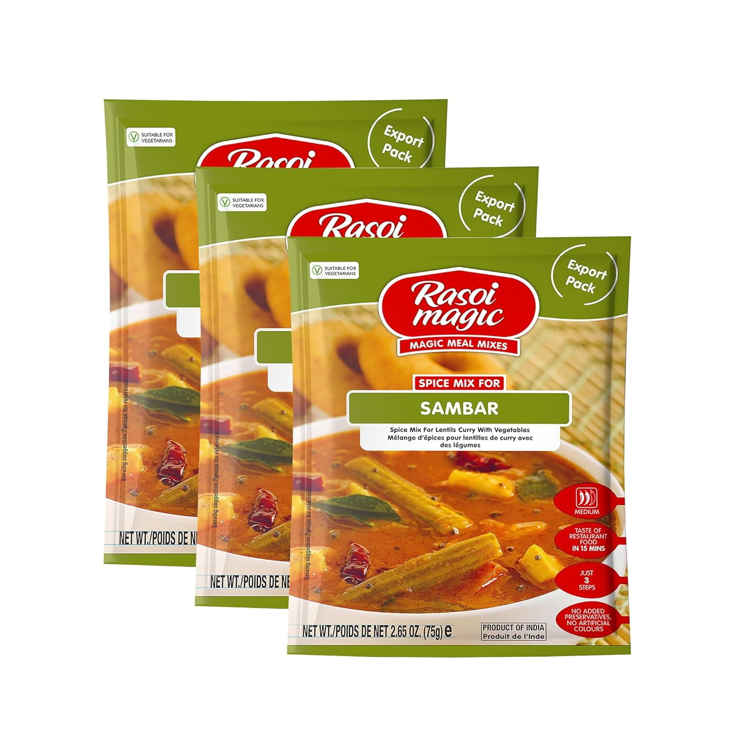 Rasoi Magic Spice Mix for Sambar (Pack of 3) | Ready to cook | No Added ...