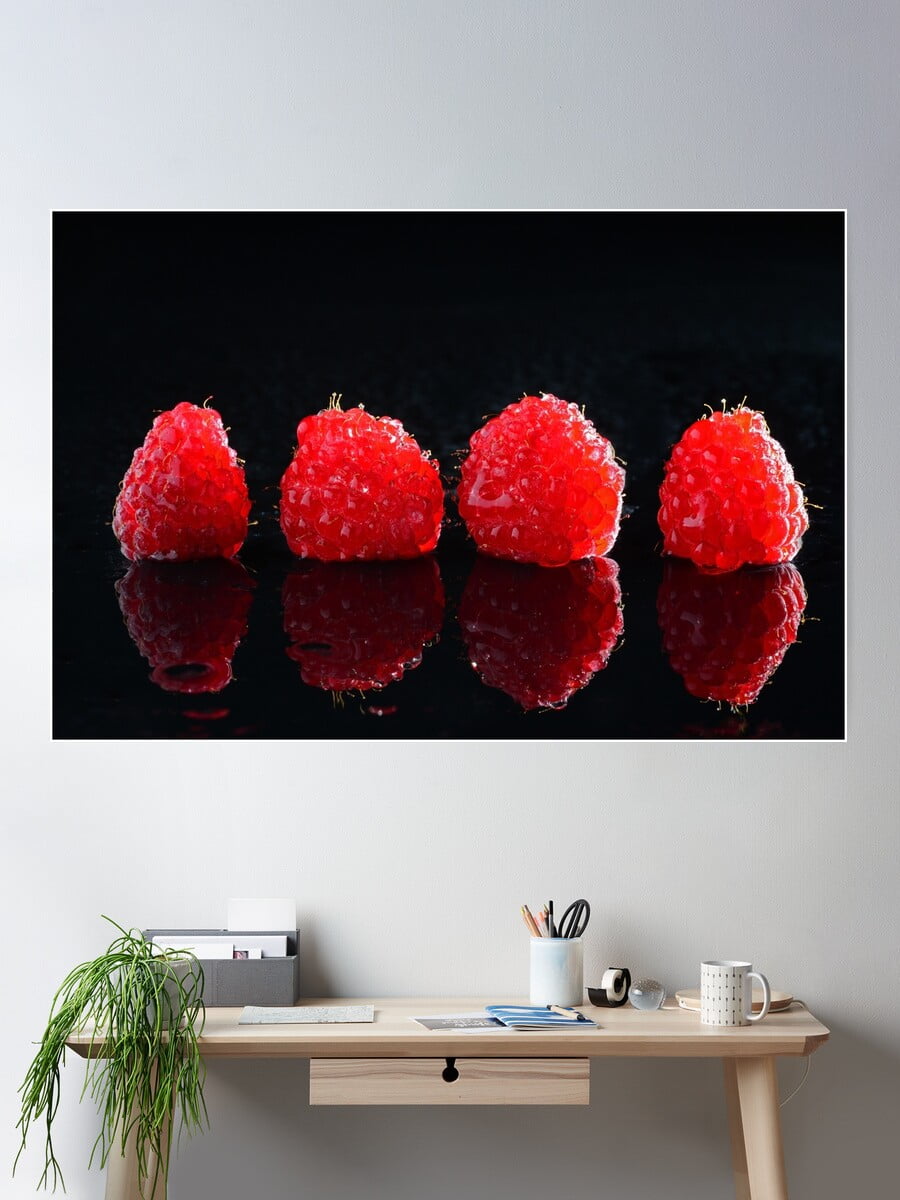 Raspberries Fruits Art Gallery Image Poster Wall Art, Modern Wall Decor ...