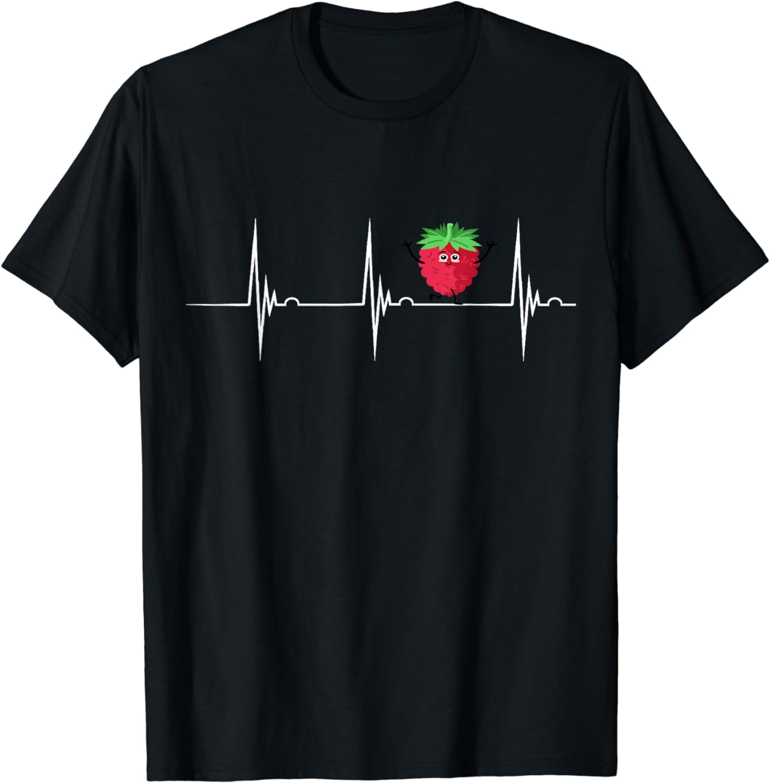 Raspberries Raspberry Lover Heartbeat EKG Pulse Raspberry T-Shirt ...