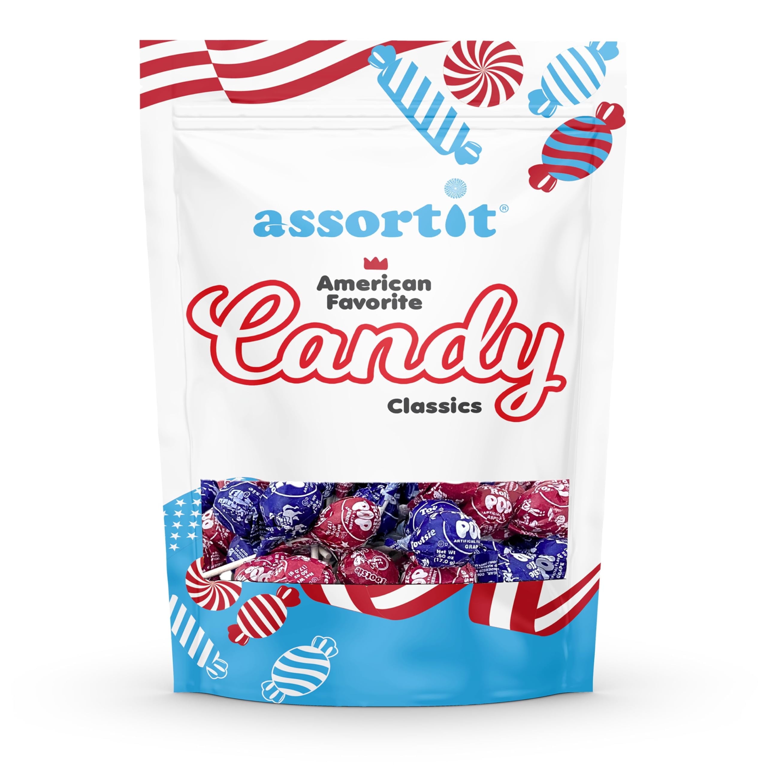 Assortit Raspberry & Grape Pops 3-lbs Individually Wrapped Lollipops ...