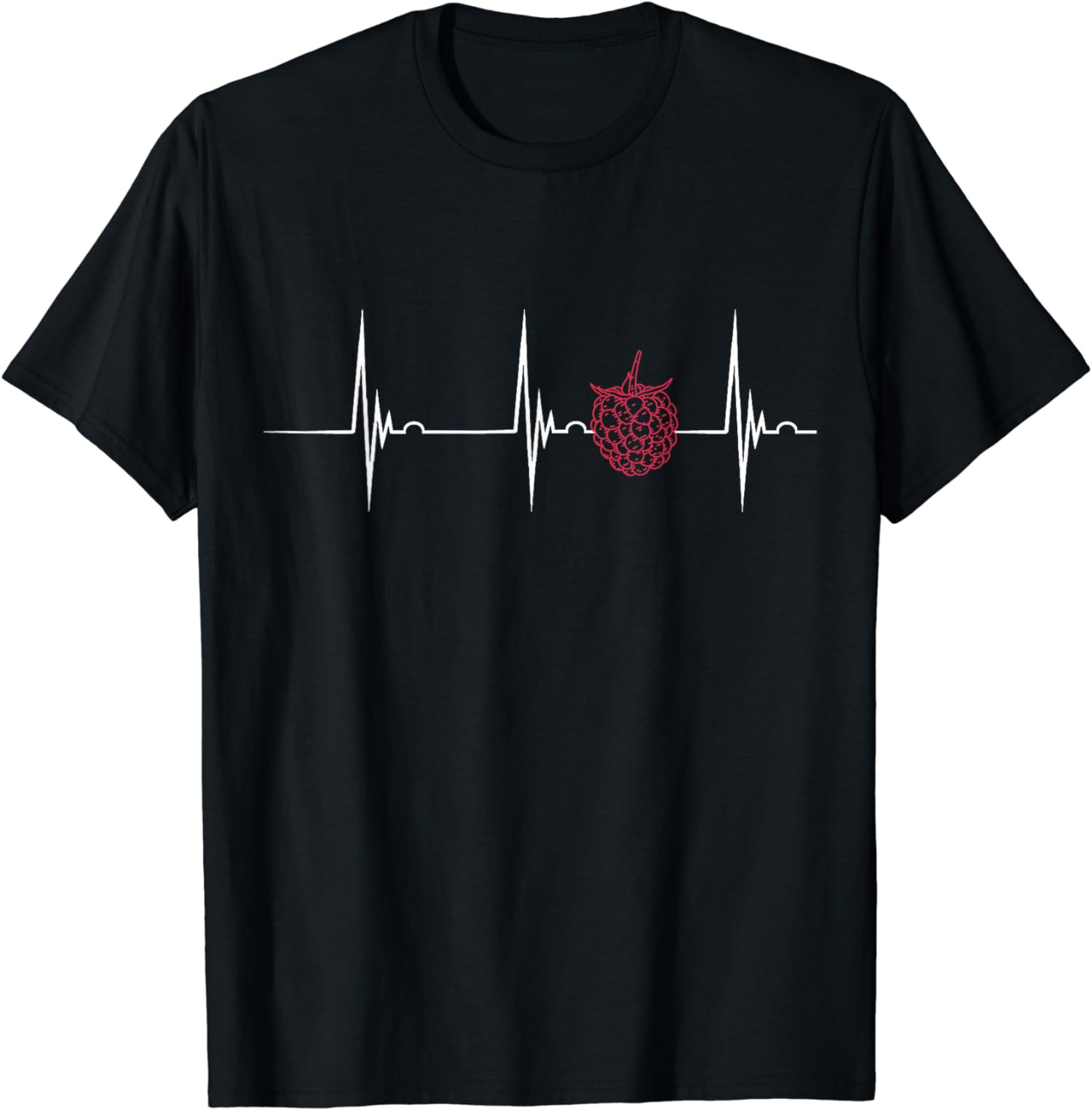 Raspberry Heartbeat EKG Pulse Raspberries Raspberry Lover T-Shirt ...