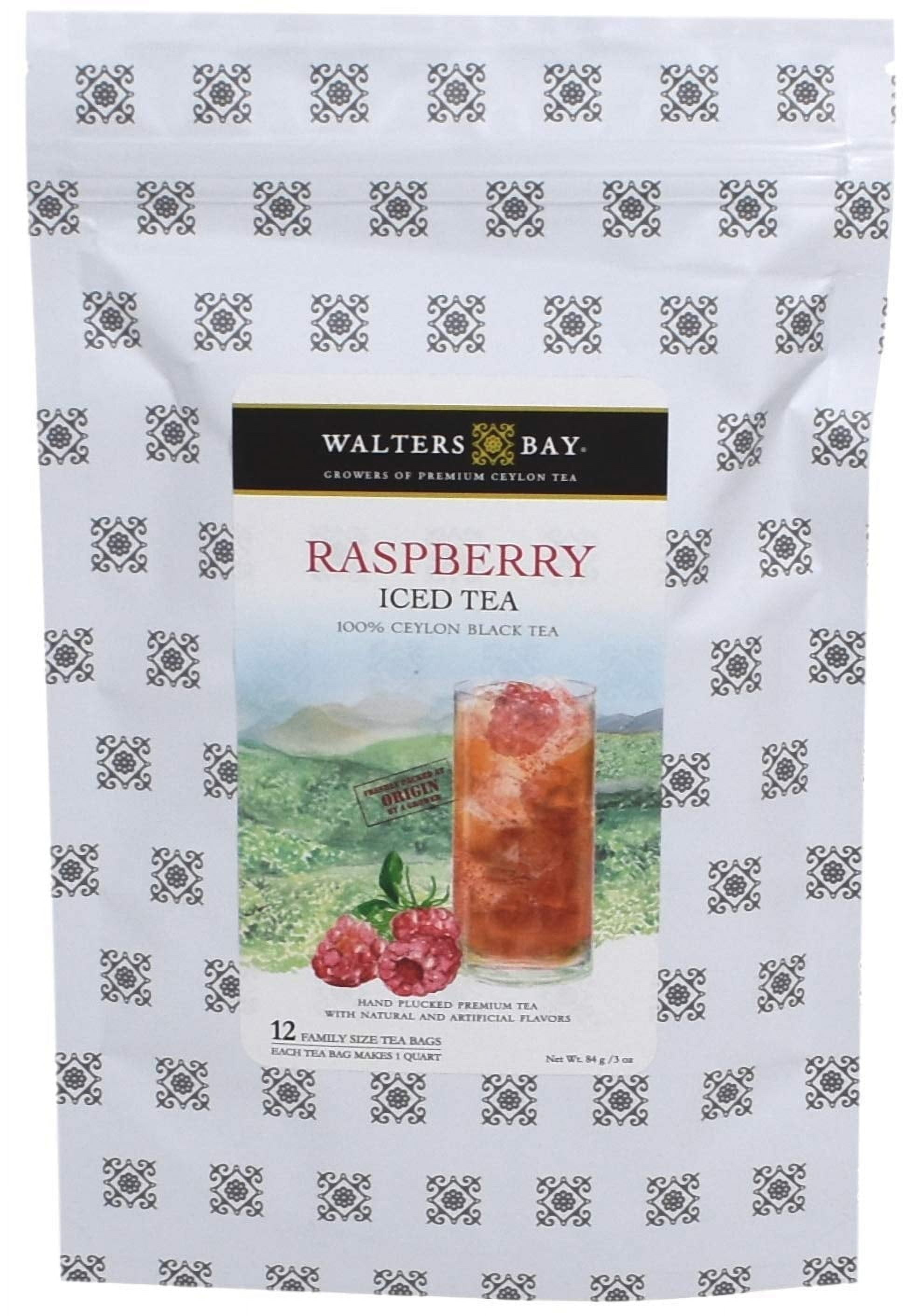 Raspberry Iced Tea, 12 Count, Quart Sized Tea Bags, Ceylon Black Tea ...