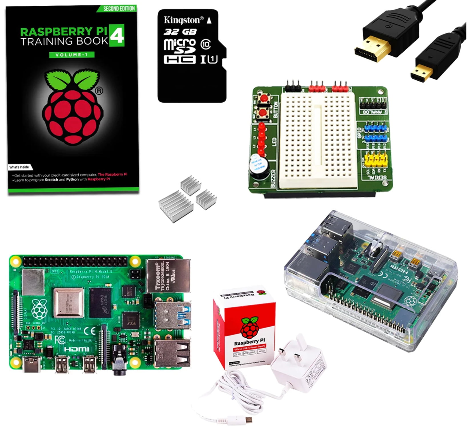 Raspberry Pi 4 Starter Kit with BreadPi Training Book - Walmart.com
