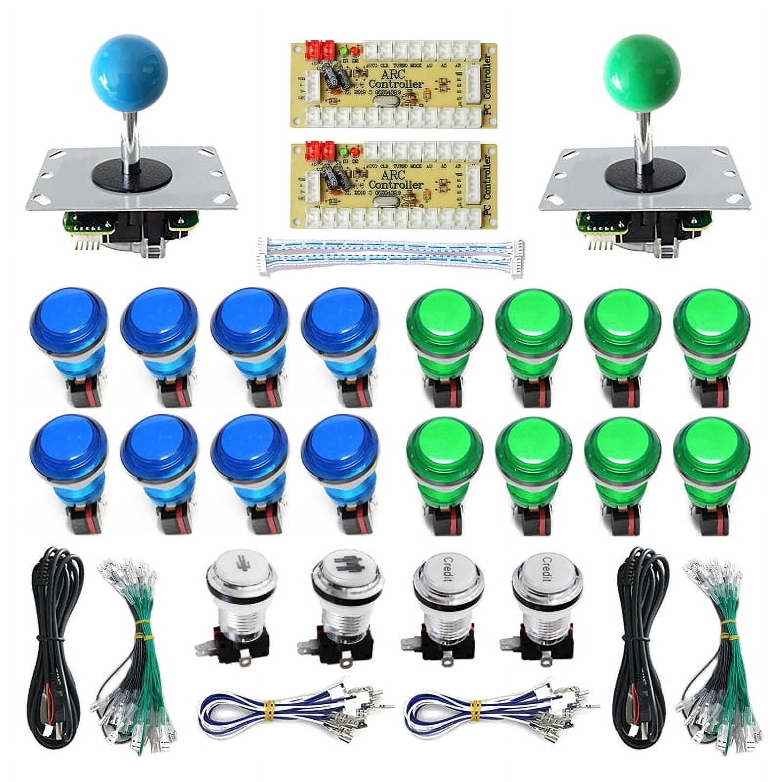 Raspberry Pi Arcade Joystick Game Kit, 2 Player Versions, with LED Push Button and Joystick ...
