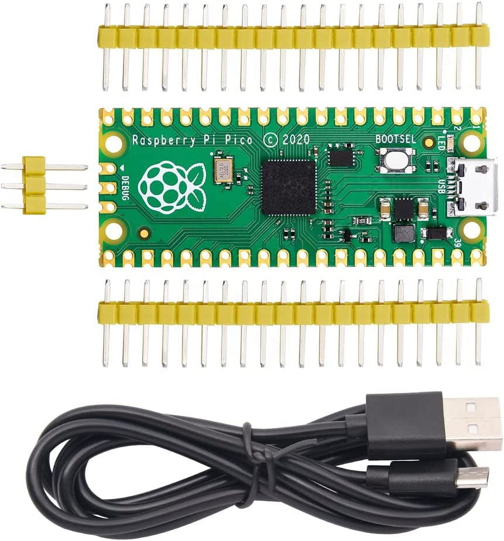 Raspberry Pi Pico Basic Starter Kit with Headers Micro USB Cable, Pico RP2040 Microcontroller ...