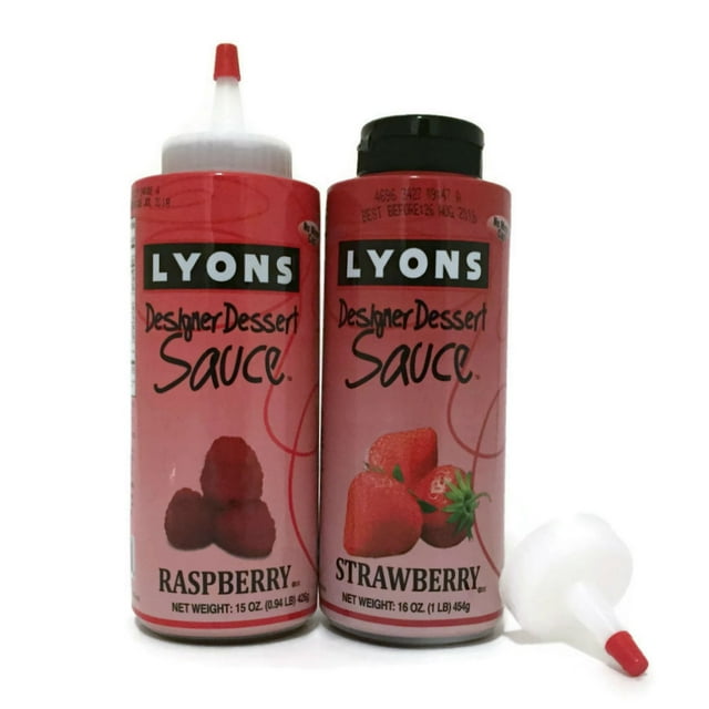 Lyons Dessert Sauce Raspberry and Strawberry Syrups (Pack of 2) with ...