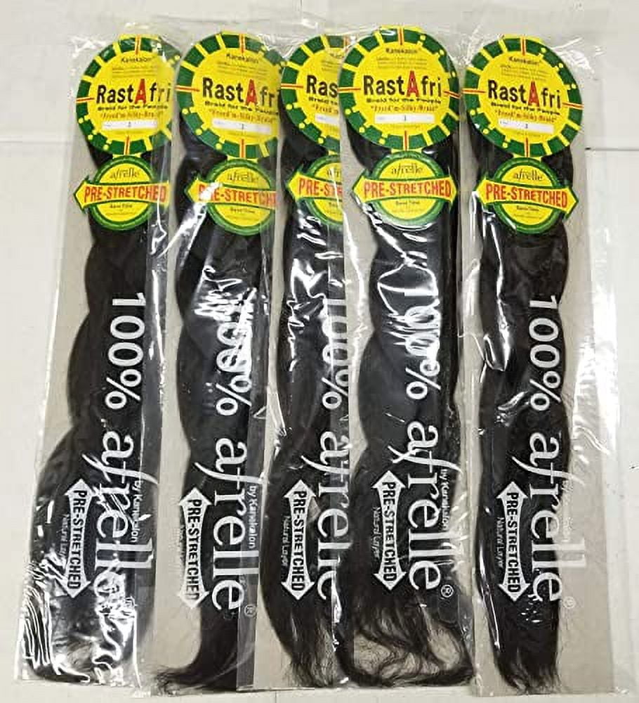 RastAfri Pre-Stretched Silky Braiding Hair (5 Single Packs, #2 ...