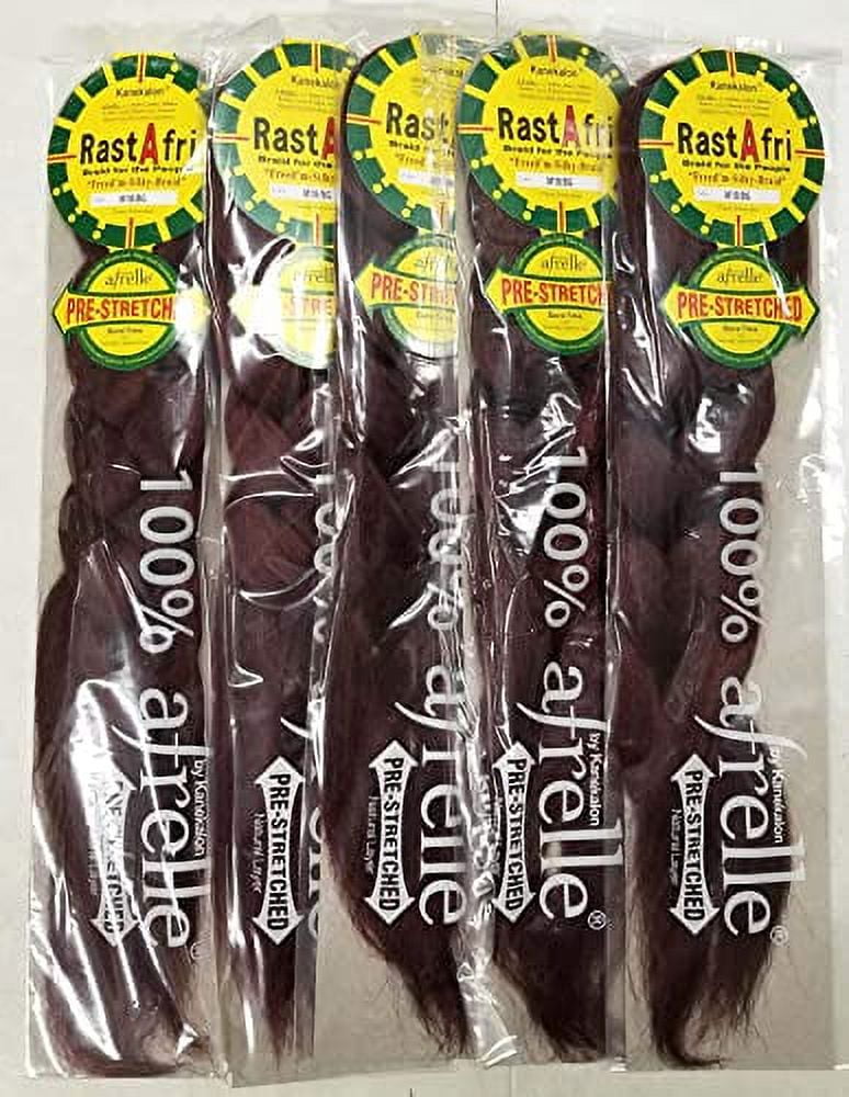 RastAfri Pre-Stretched Silky Braiding .. Hair (5 Single Packs, .. M 1B ...