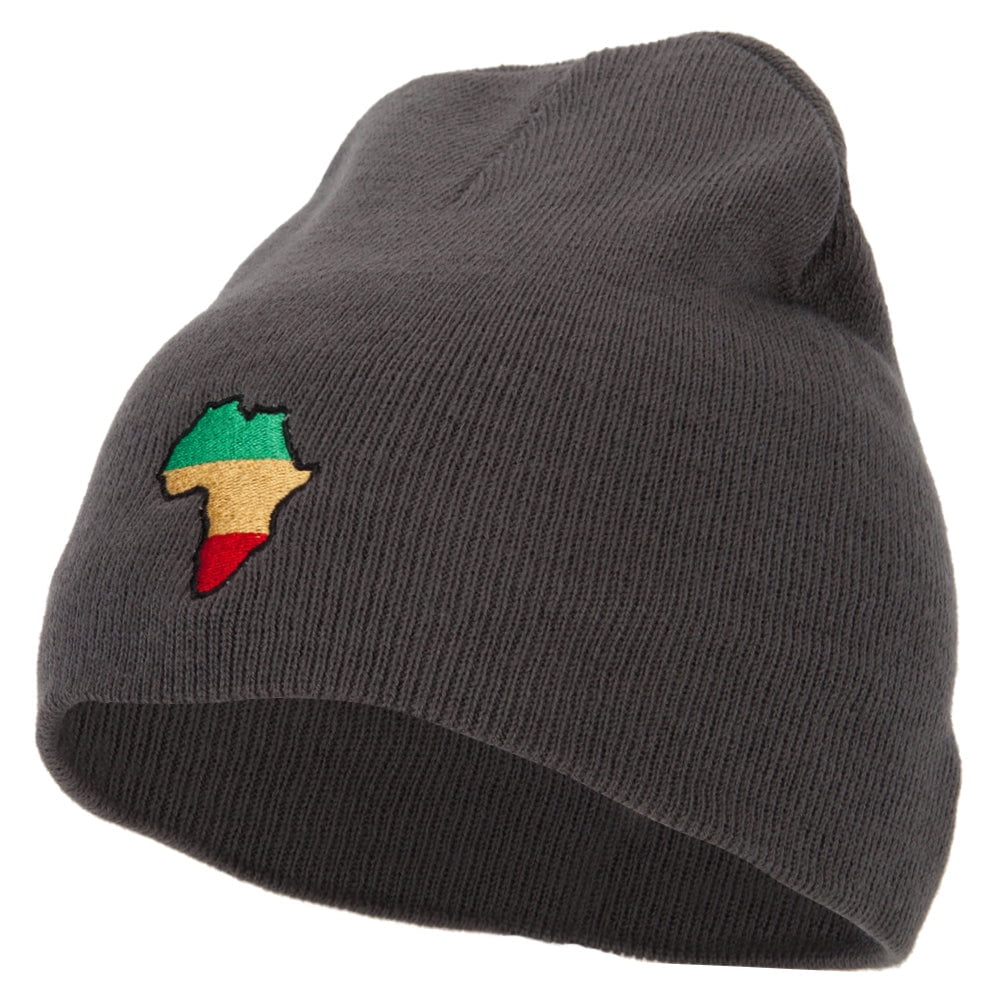 Rasta Africa Map Embroidered 8 Inch Knitted Short Beanie - Dk Grey OSFM ...