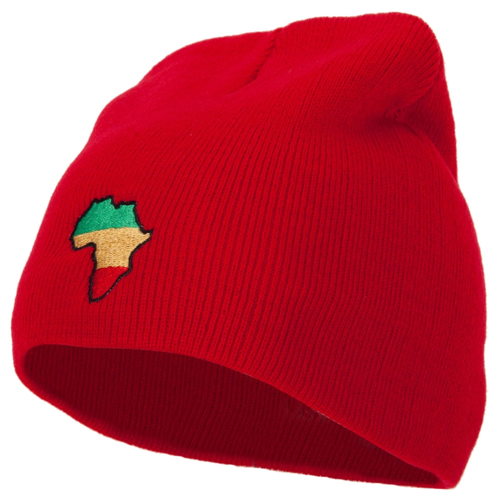 Rasta Africa Map Embroidered 8 Inch Knitted Short Beanie - Red OSFM ...
