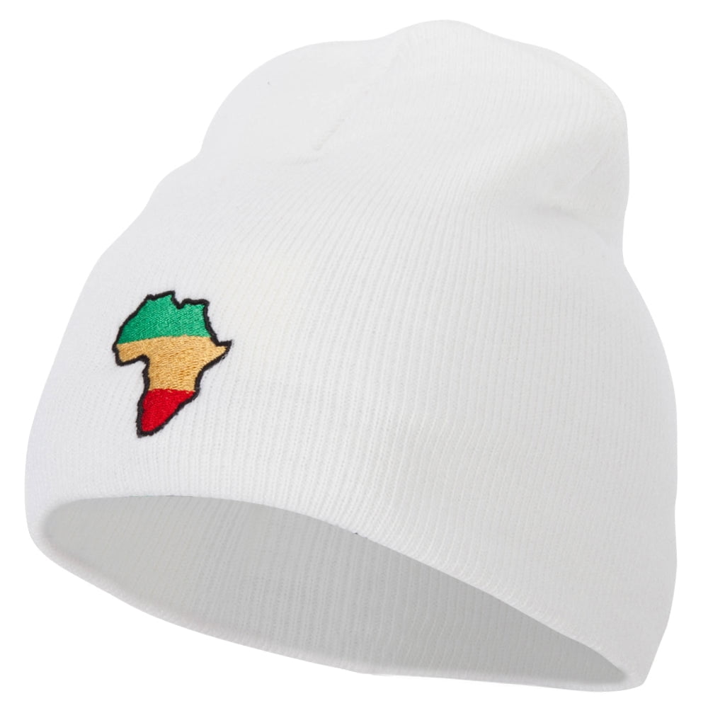 Rasta Africa Map Embroidered 8 Inch Knitted Short Beanie - White OSFM ...
